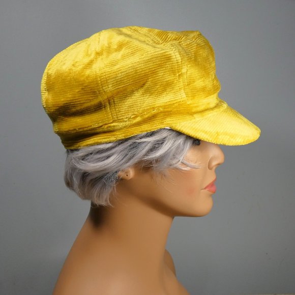 Accessories | Stylish Fashionable Fall Yellow Colored Corduroy Newsboy ...